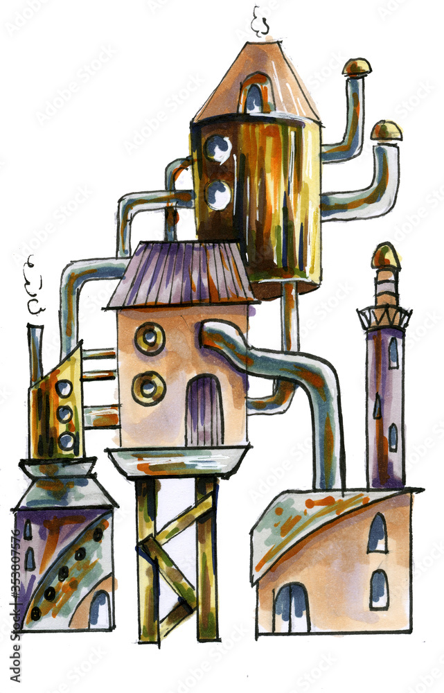 Steampunk Pipes Drawing