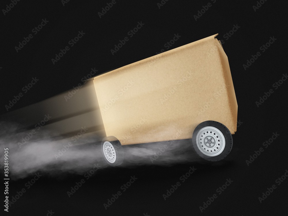 Online Delivery Box Mockup 3D Rendering Design Stock Illustration ...