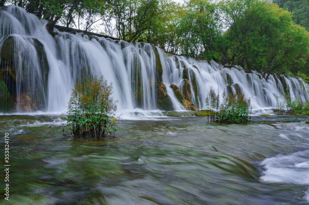 Beautiful and fresh scenery at Arrow Bamboo waterfall with cascade ...