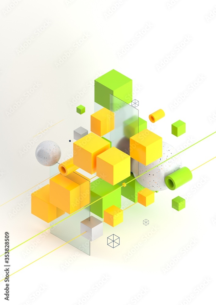 Abstract 3d render visualization background, template modern ...