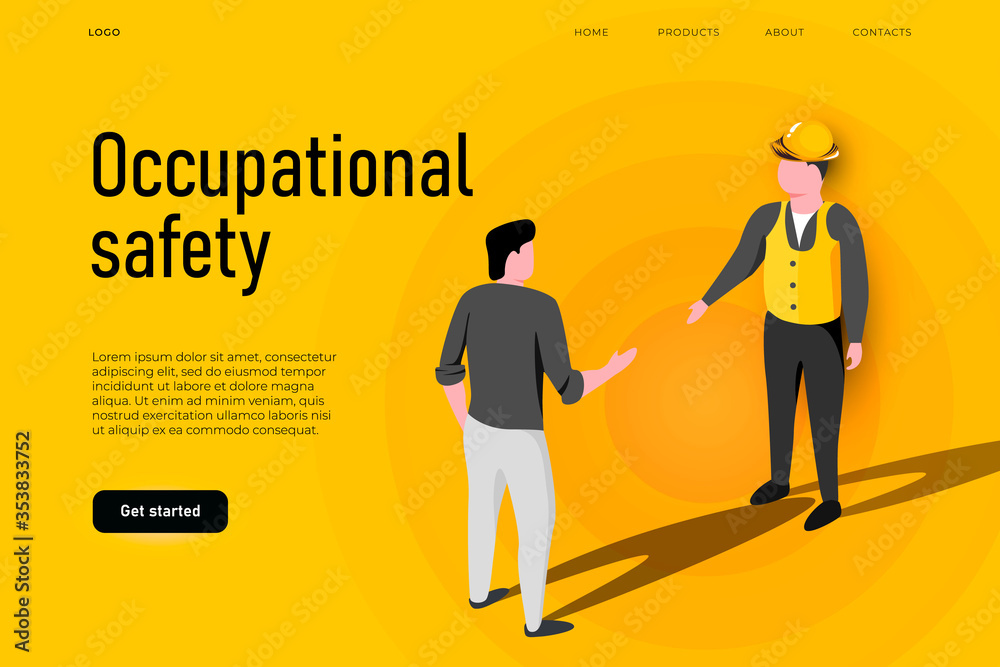 Safety equipment illustration concept. Occupational safety landing page ...