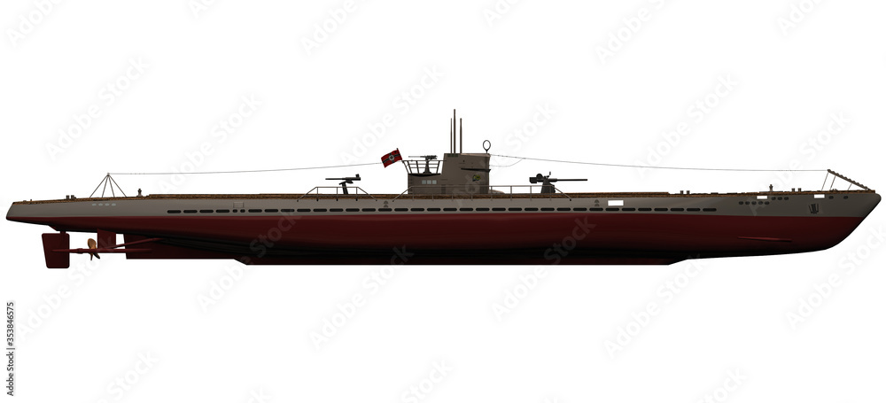 3d Rendering of a WW2 Japanese Submarine - Side View Stock Illustration ...