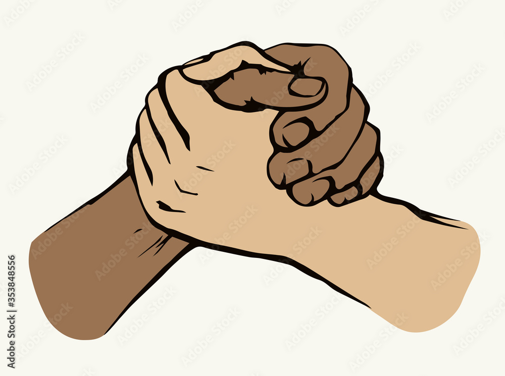 Hand wrestling contest. Vector drawing Stock Vector | Adobe Stock