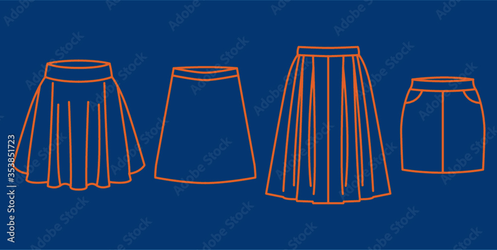 Iconos de faldas, vector, ilustración de ropa Stock Vector | Adobe Stock