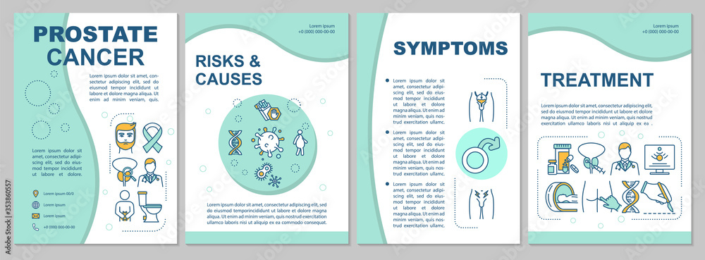 Prostate cancer brochure template. Male oncology risk and causes flyer ...