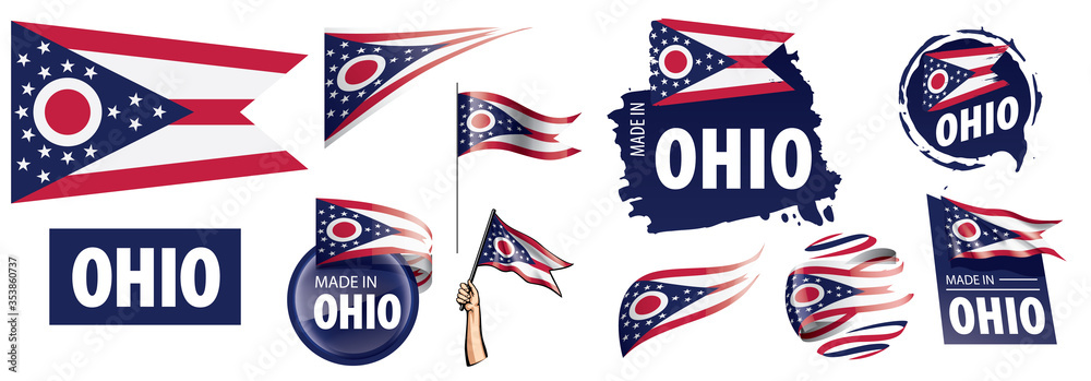 Vector set of flags of the American state of Ohio in different designs ...