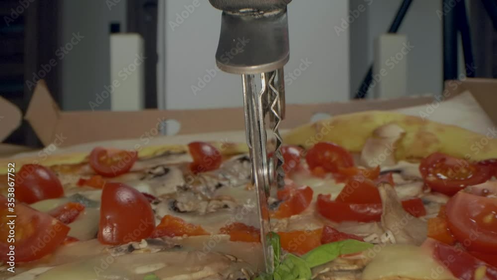 Homemade Italian pizza, macro ingredients detail, real time 4K. Flowing ...
