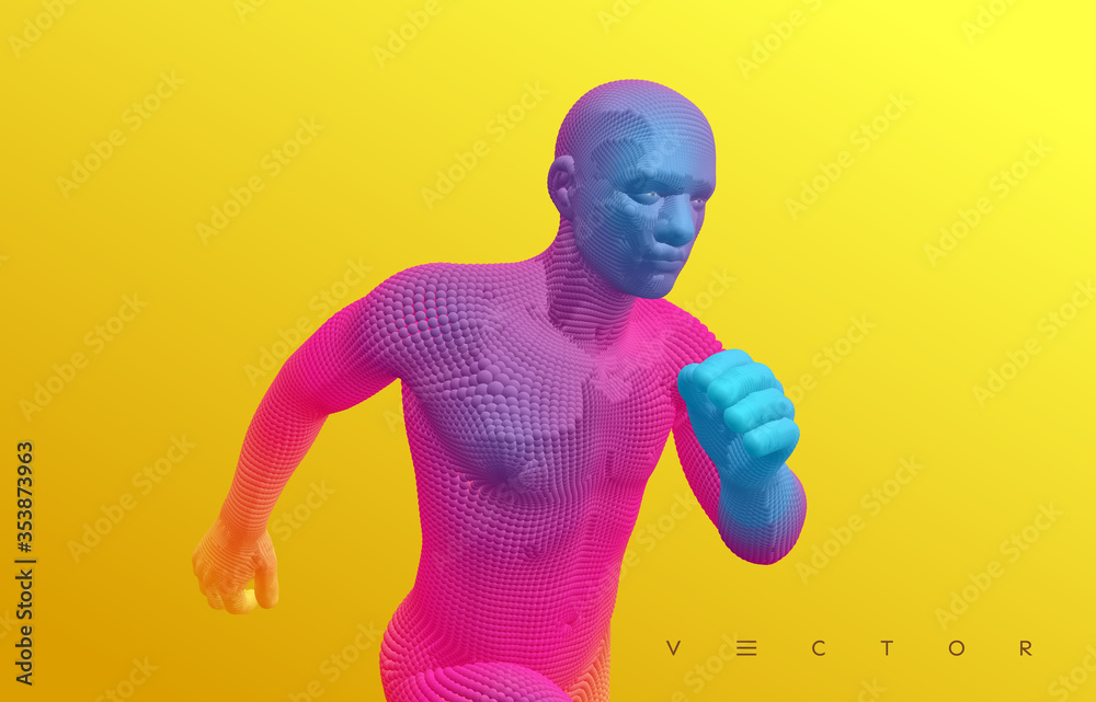 Running man or marathon runner. 3D human body model. Design for sport ...