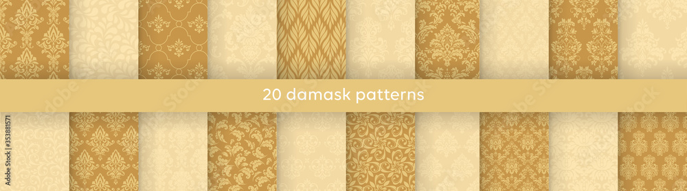 Big set of vector elegant damask patterns. Vintage royal patterns with ...