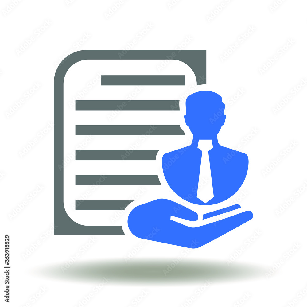 Document Sheet Hand Business Man Worker Icon Vector. Employee ...