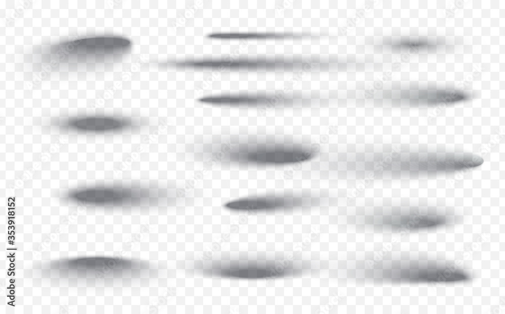 Set of transparent shadow with soft edges. Realistic shadow effect ...