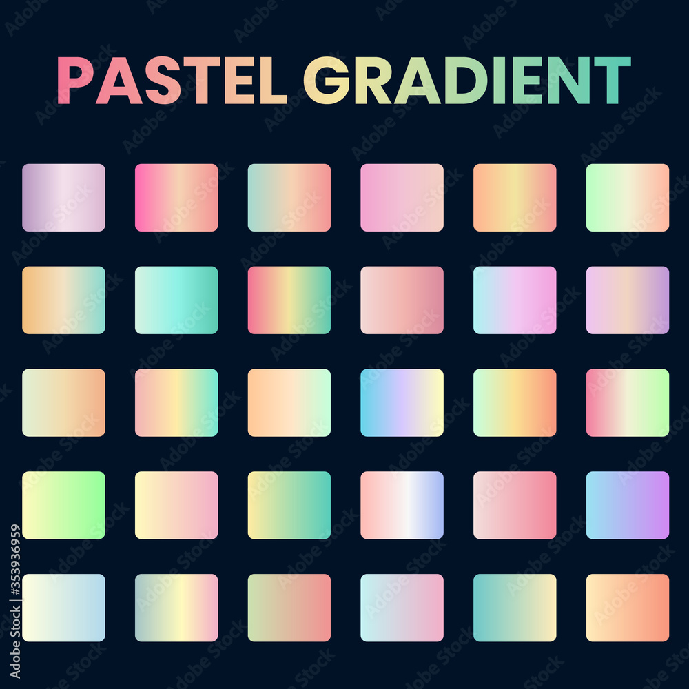 Pastel Gradient Swatches Set, Soft vibrant Gradients Collection Stock ...