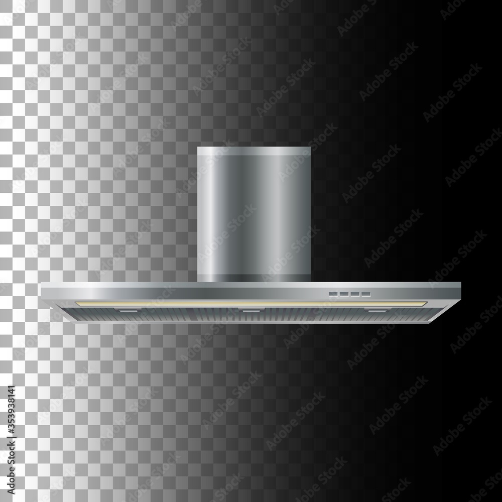 Modern silver kitchen hood with buttons and light. Stock Vector | Adobe ...