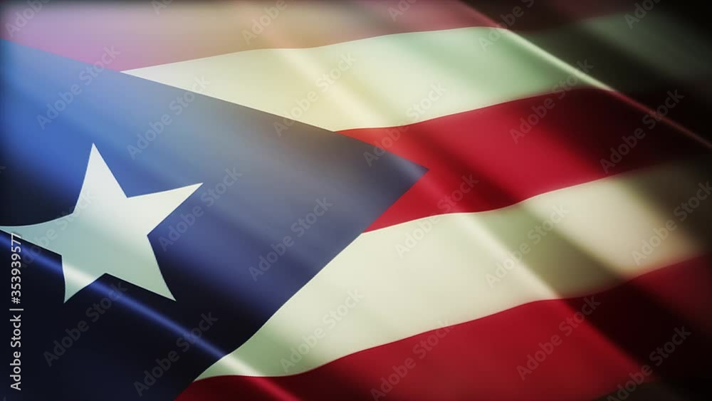 4k Puerto Rico flag slow waving with visible wrinkles close up.A fully ...