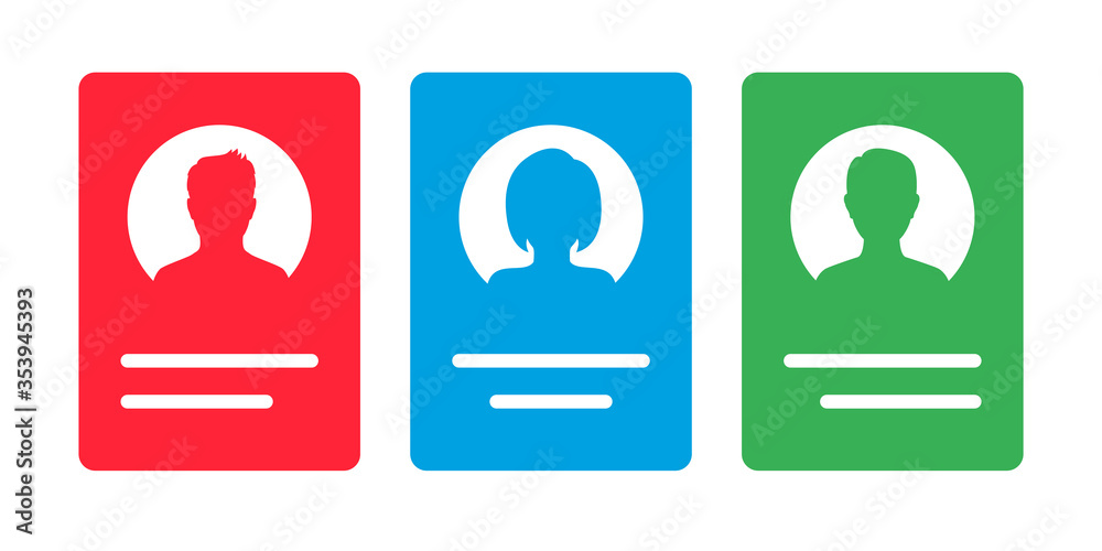 Set Id badge icons. Identification card with lanyard, man and woman ...