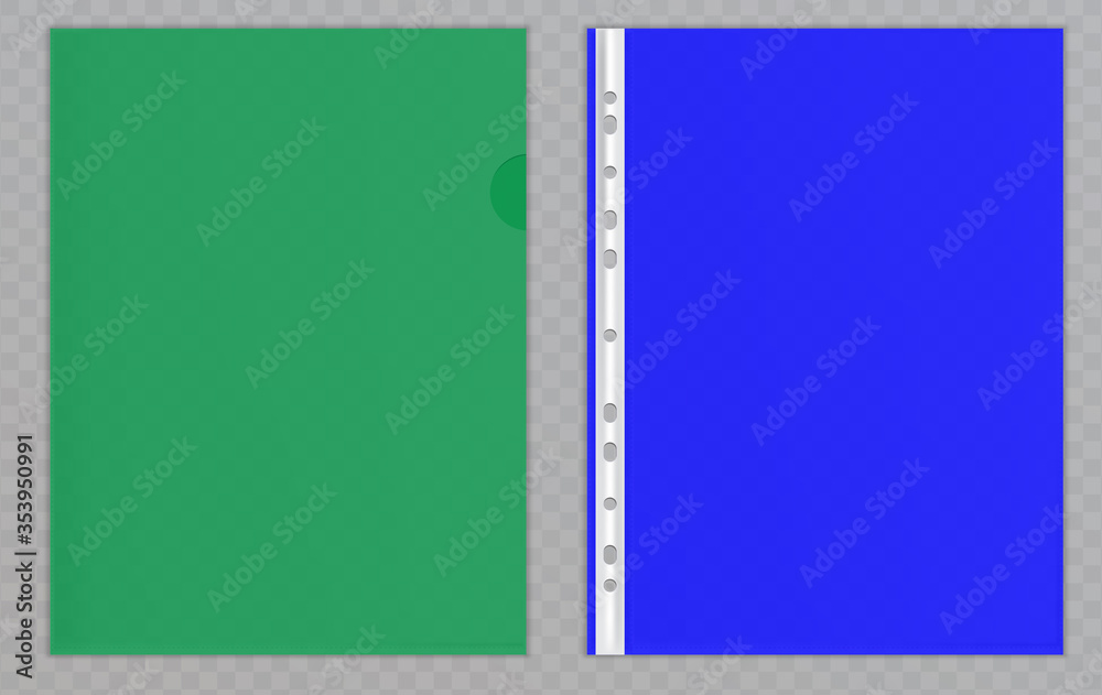 Vector transparent plastic files. Cellophane folders to protect ...