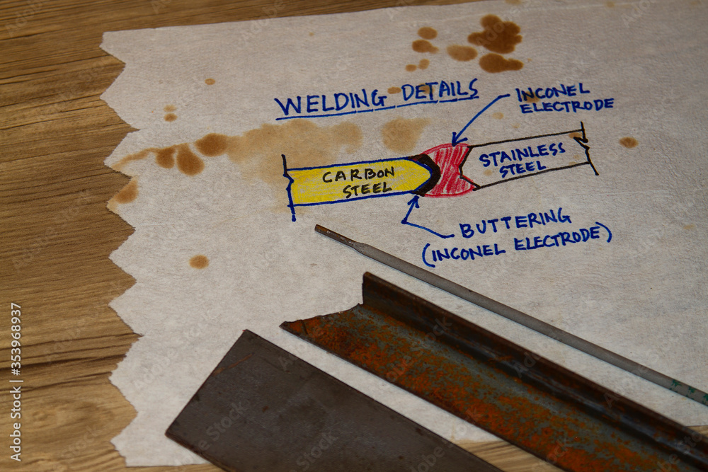 Foto de Welding sketch with welding rod and welding process do Stock ...