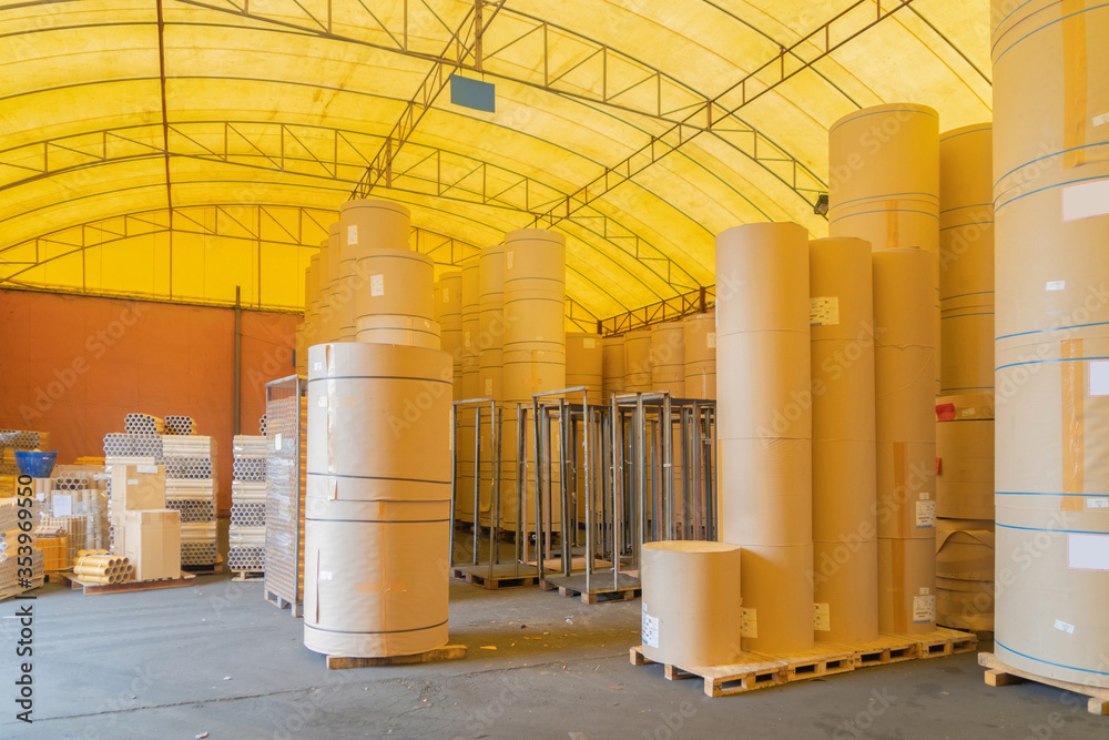 Stack of a bunch of paper tube cores, tissues, in industry ...