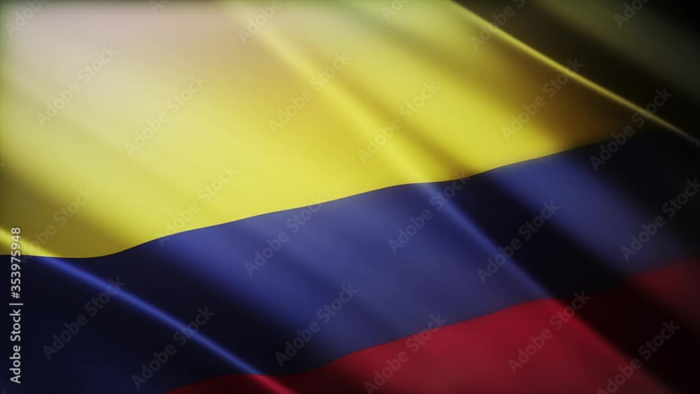 4k Colombia National flag slow waving with visible wrinkles in ...