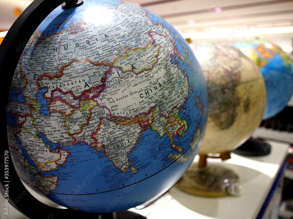 Foto de Globe maps on display at a store do Stock | Adobe Stock