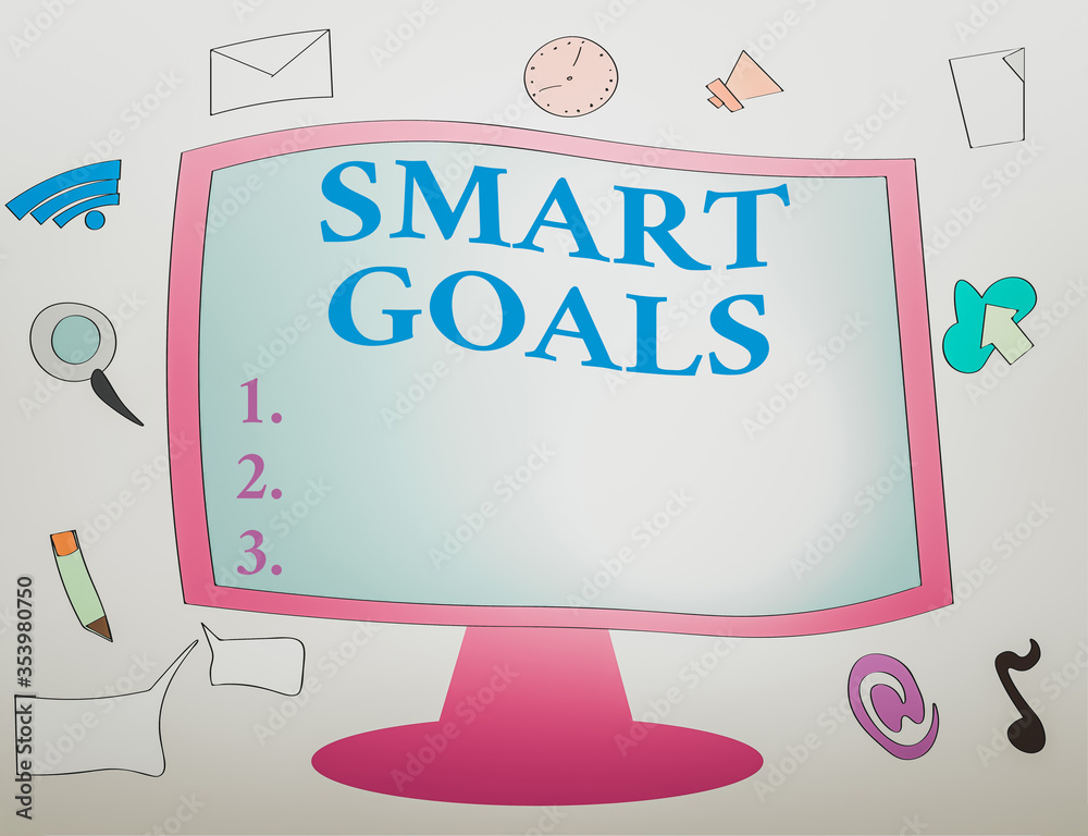 Writing note showing Smart Goals. Business concept for mnemonic used as ...