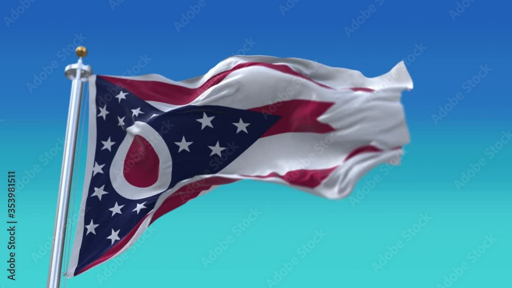 4k Ohio flag;State in United States America;cloth texture slow seamless ...