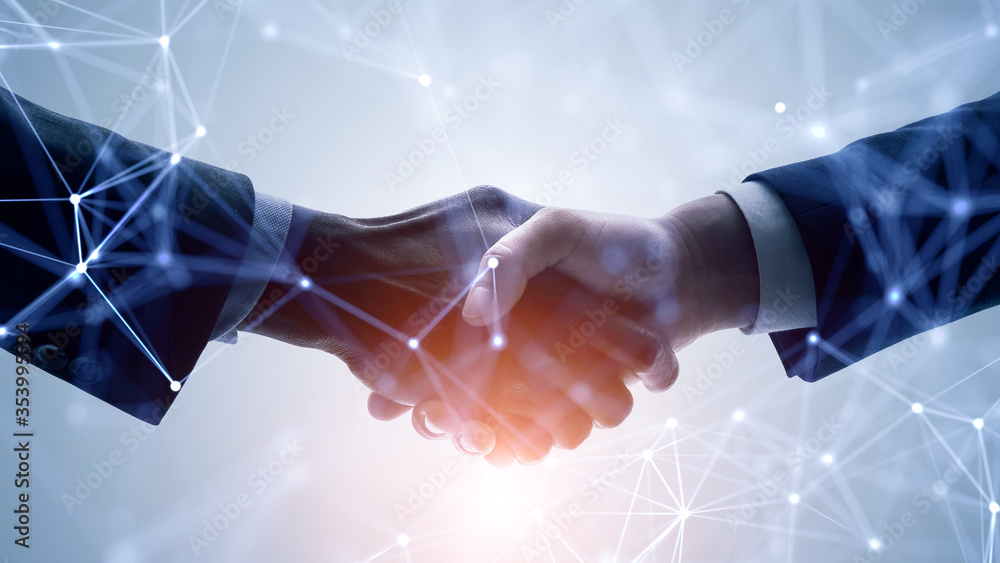 Business network concept. Customer support. Shaking hands. Stock Photo ...