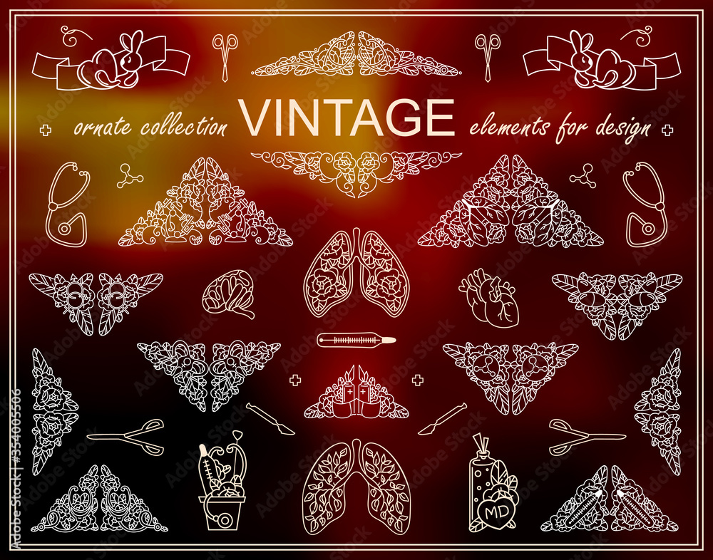 Lovely collection of abstract anatomy and medicine elements for design ...