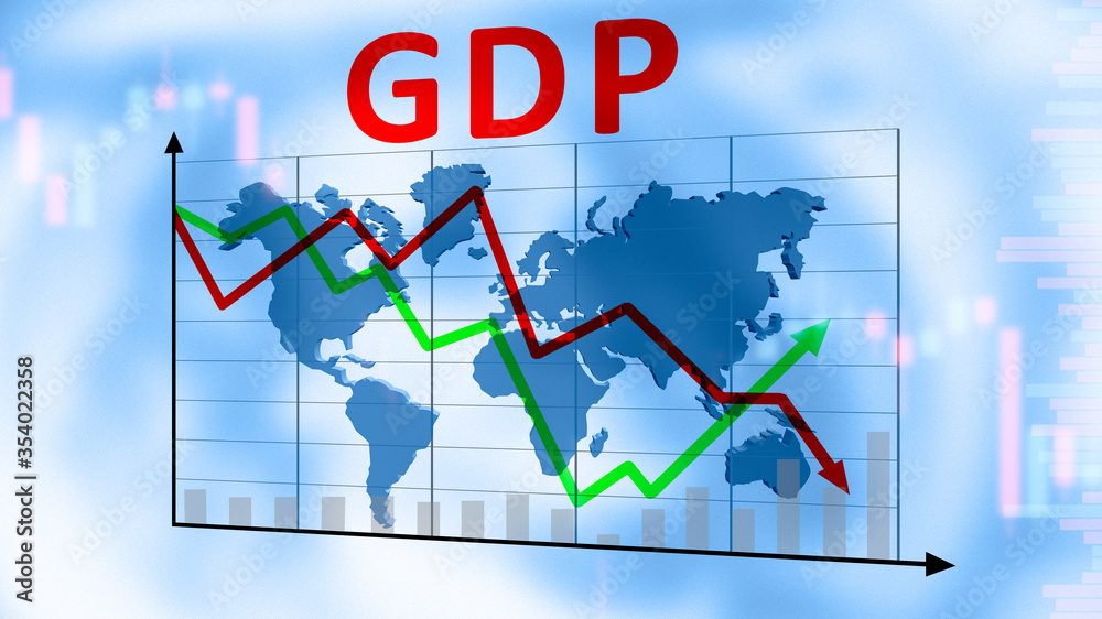 Arrows show the GDP of different countries. Concept - comparative ...