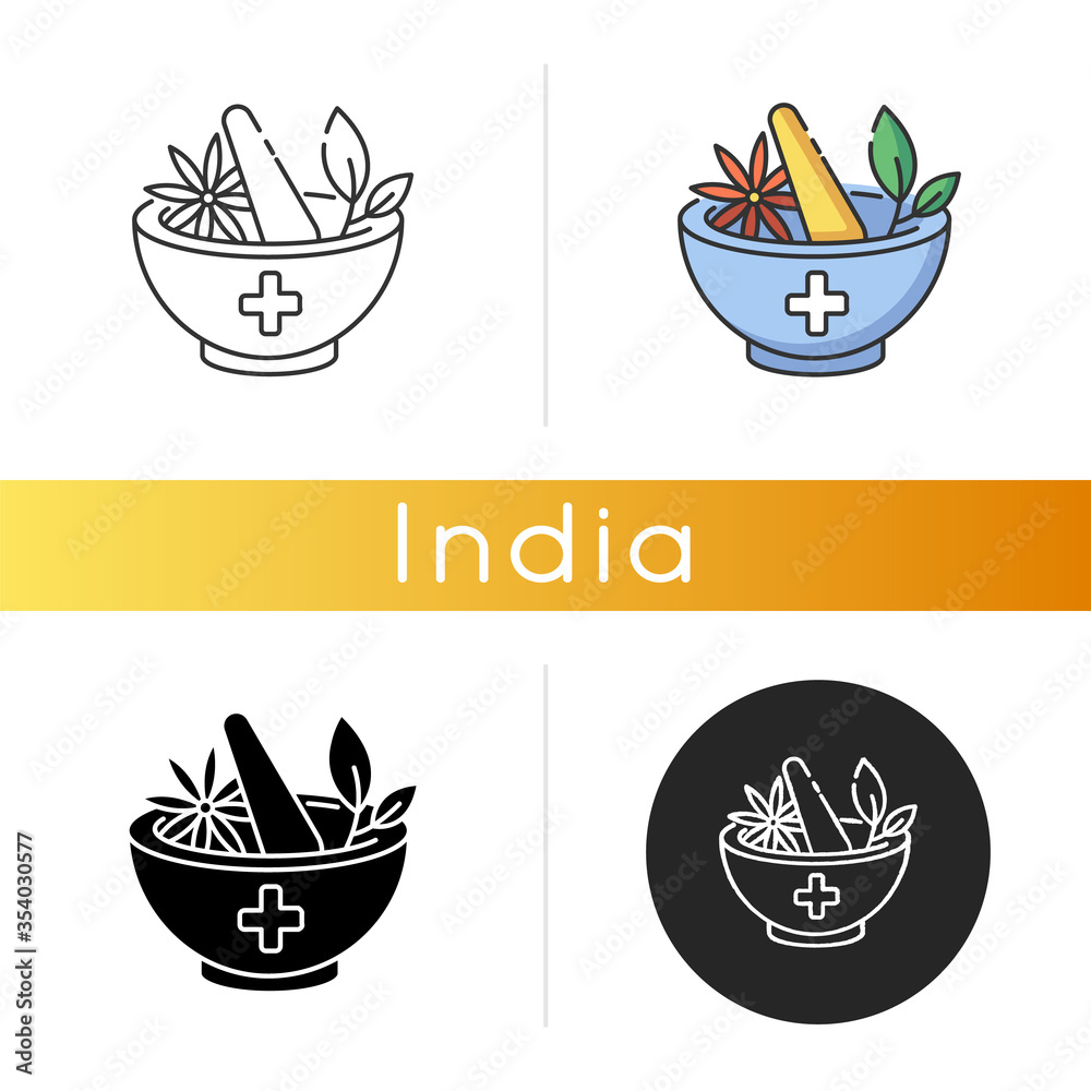Ayurveda icon. Ayurvedic treatment. Alternative medicine. Indian ...