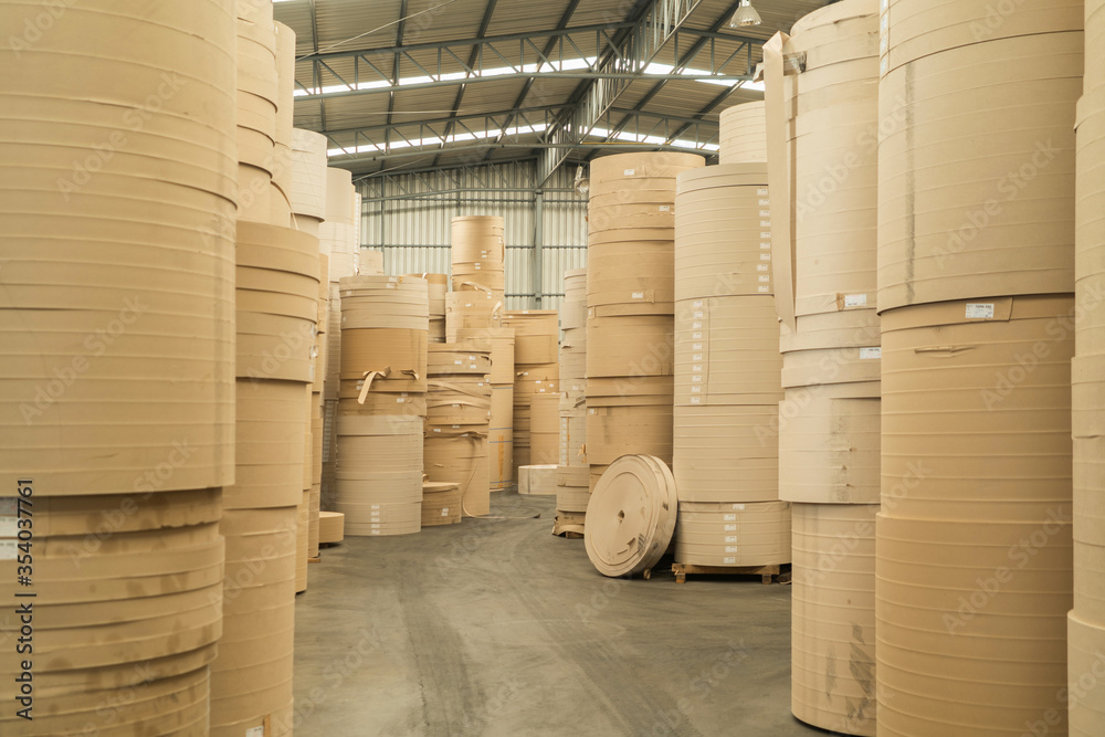 Stack of a bunch of paper tube cores, tissues, in industry ...