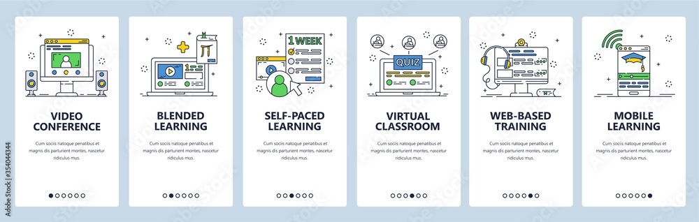 Online education, video conference and distant learning. Online virtual ...