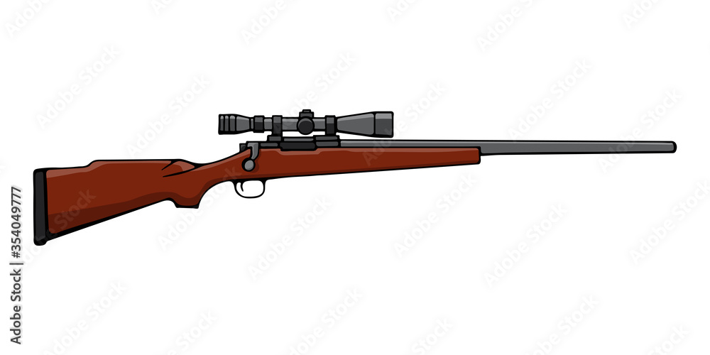 Hand drawn illustration of Bolt action Sniper rifle. Stock Vector ...