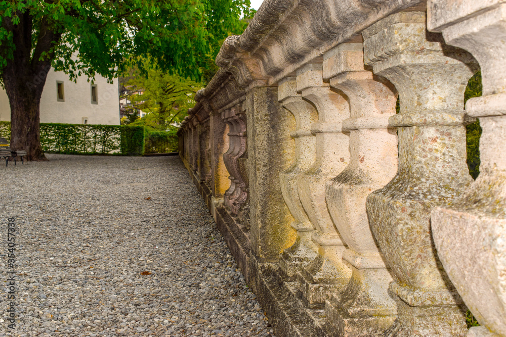 Series of small pillars in a boundary wall. An image of heritage ...