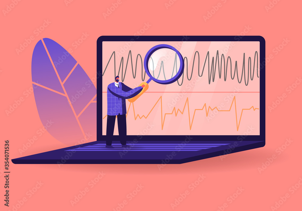 Lie Detector Operator Tiny Male Character Looking through Huge ...