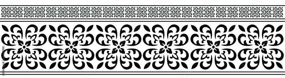 Saree border design concept of flowers and squares is in Seamless ...