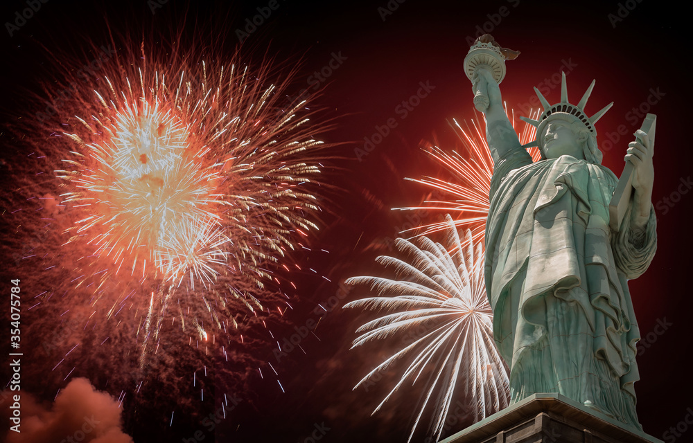 United States of America fireworks of various colors bursting against a ...