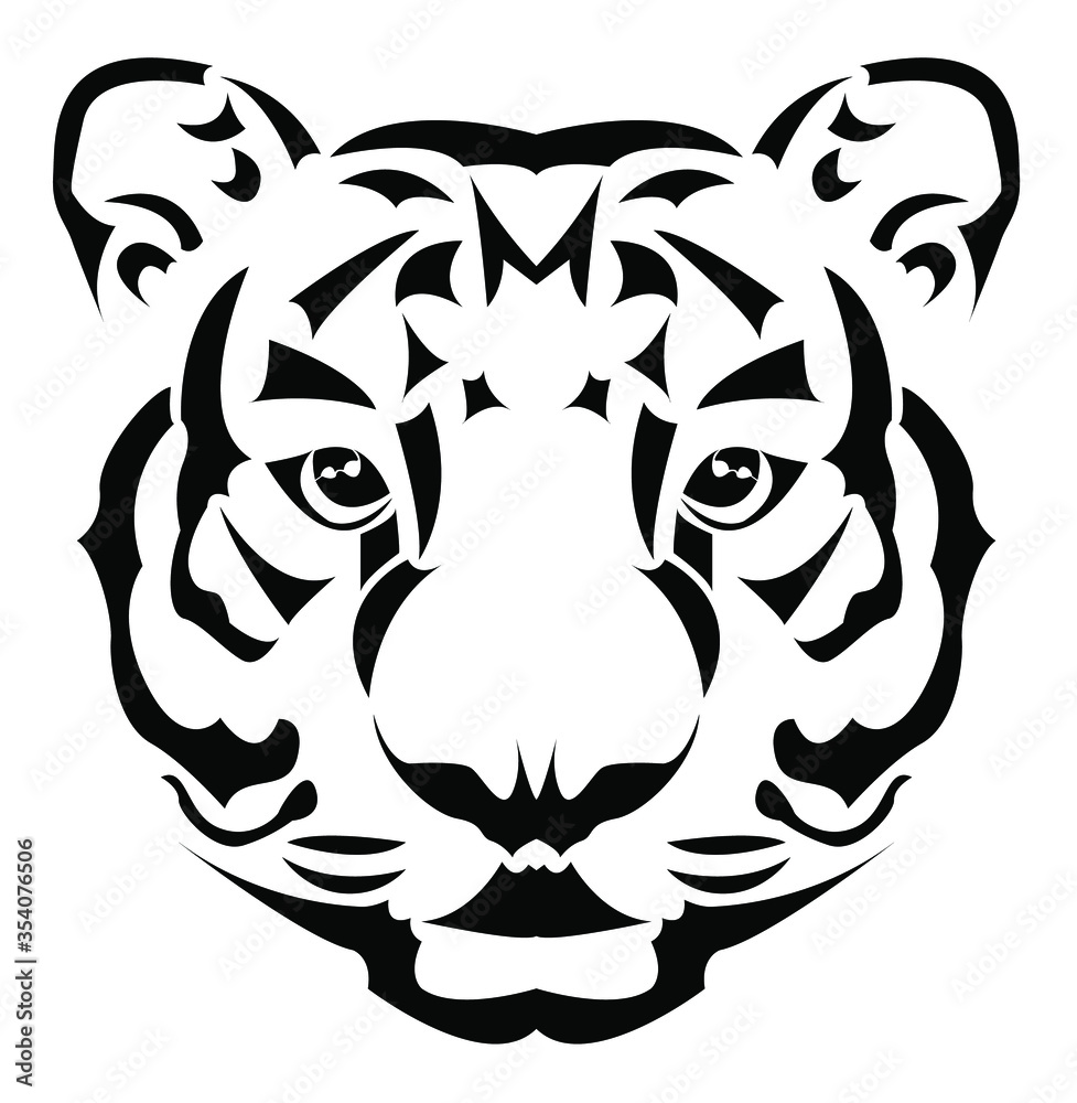 Tiger is in shadow art, Tattoo, Scroll saw or Intarsia pattern Stock ...