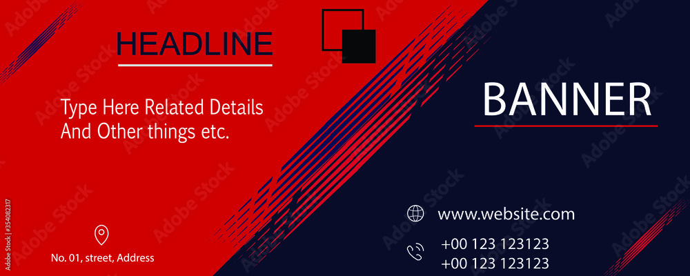 red color social media banner and web banner design template, social ...