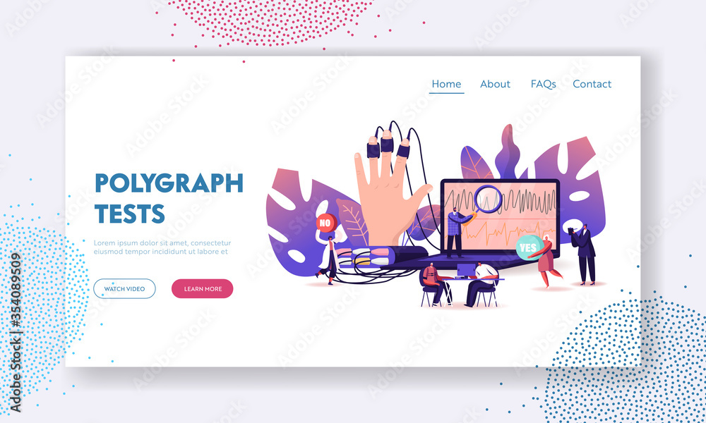Vetor do Stock: Polygraph Test Landing Page Template. Tiny Characters ...