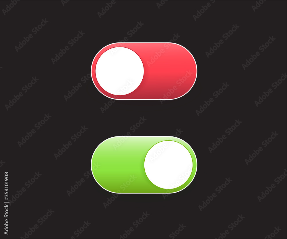 On and Off Toggle Switch Buttons Modern Devices User Interface Vector Graphic Design vector de ...