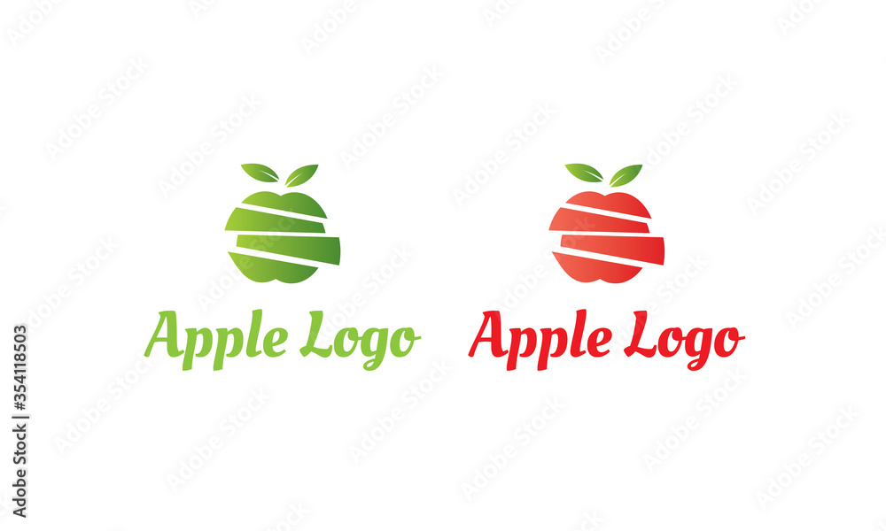 green Apple Logo and Red Apple Logo with modern style can for juice ...