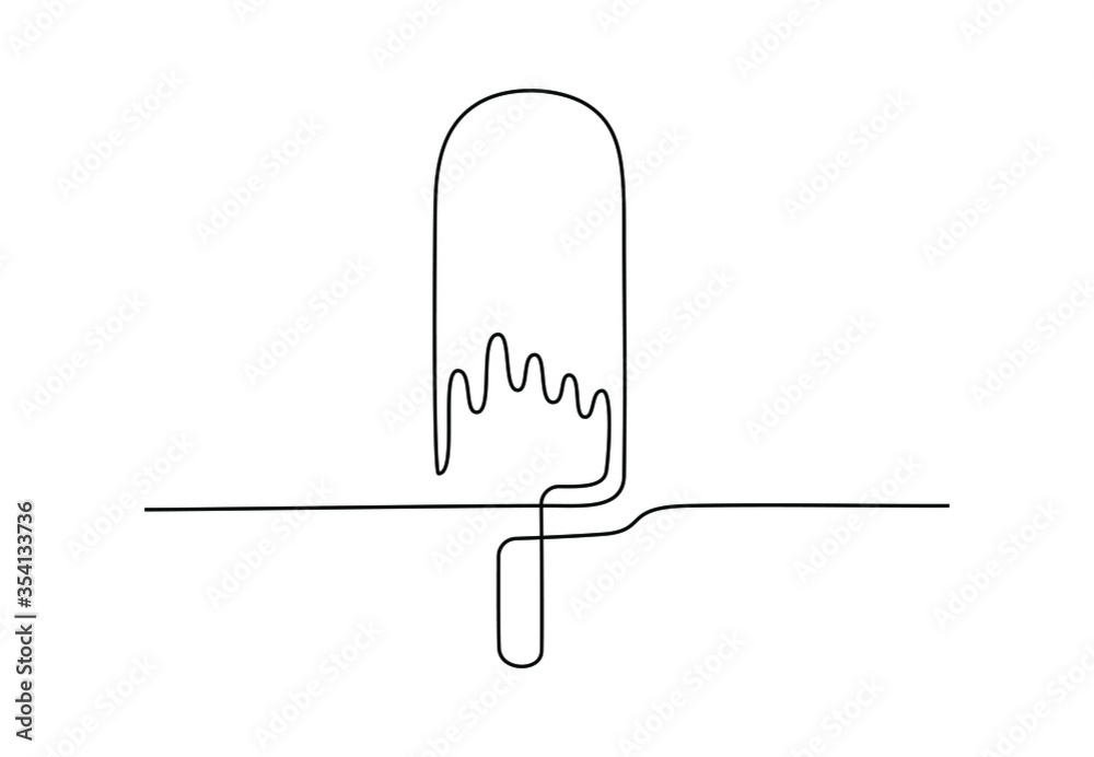 Popsicle Continuous Line Drawing Isolated On White Background Vector