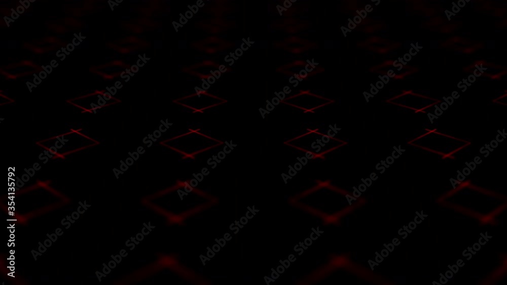 Dynamic animated background with moving red lines on a black background ...