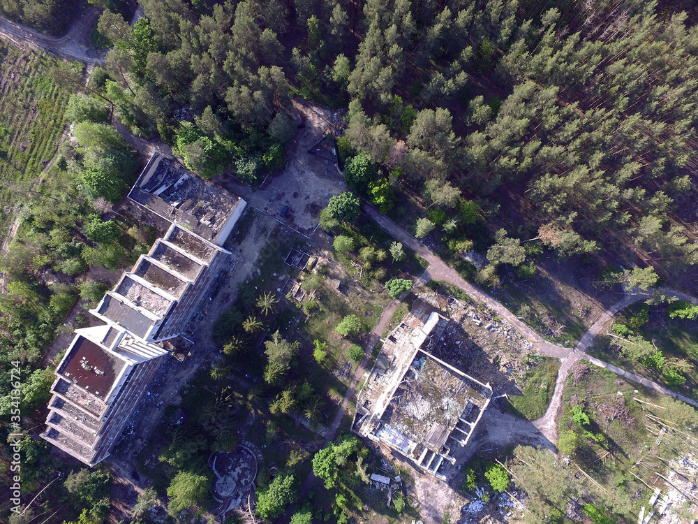 The destruction of the remnants of communism (drone image).Totally ...