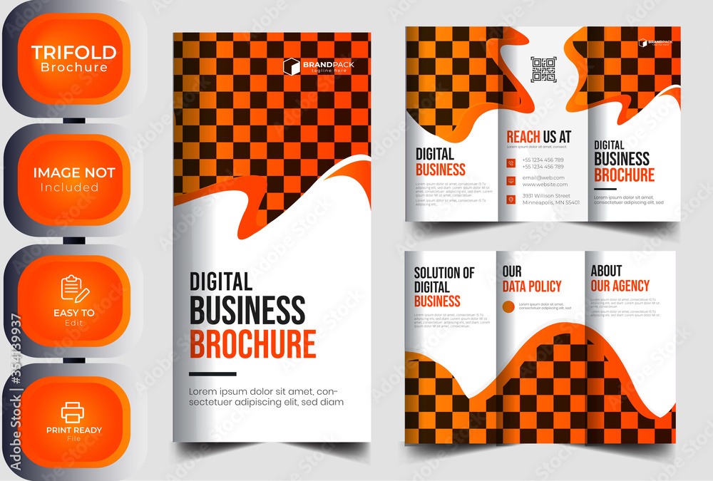 Vector triple folding brochure for business and advertising On White ...