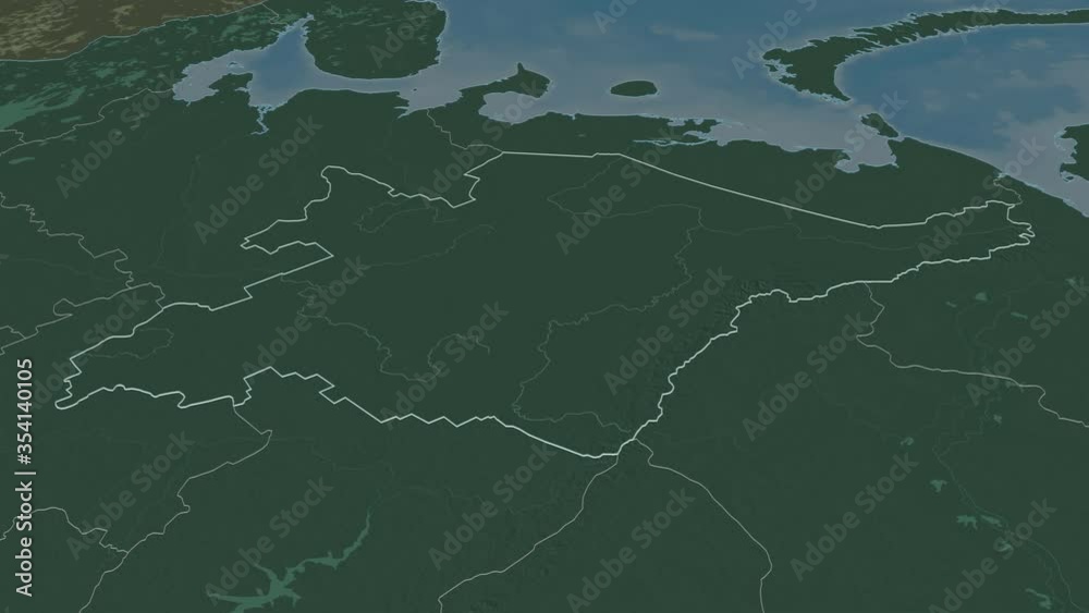 Komi, republic with its capital, zoomed and extruded on the ...