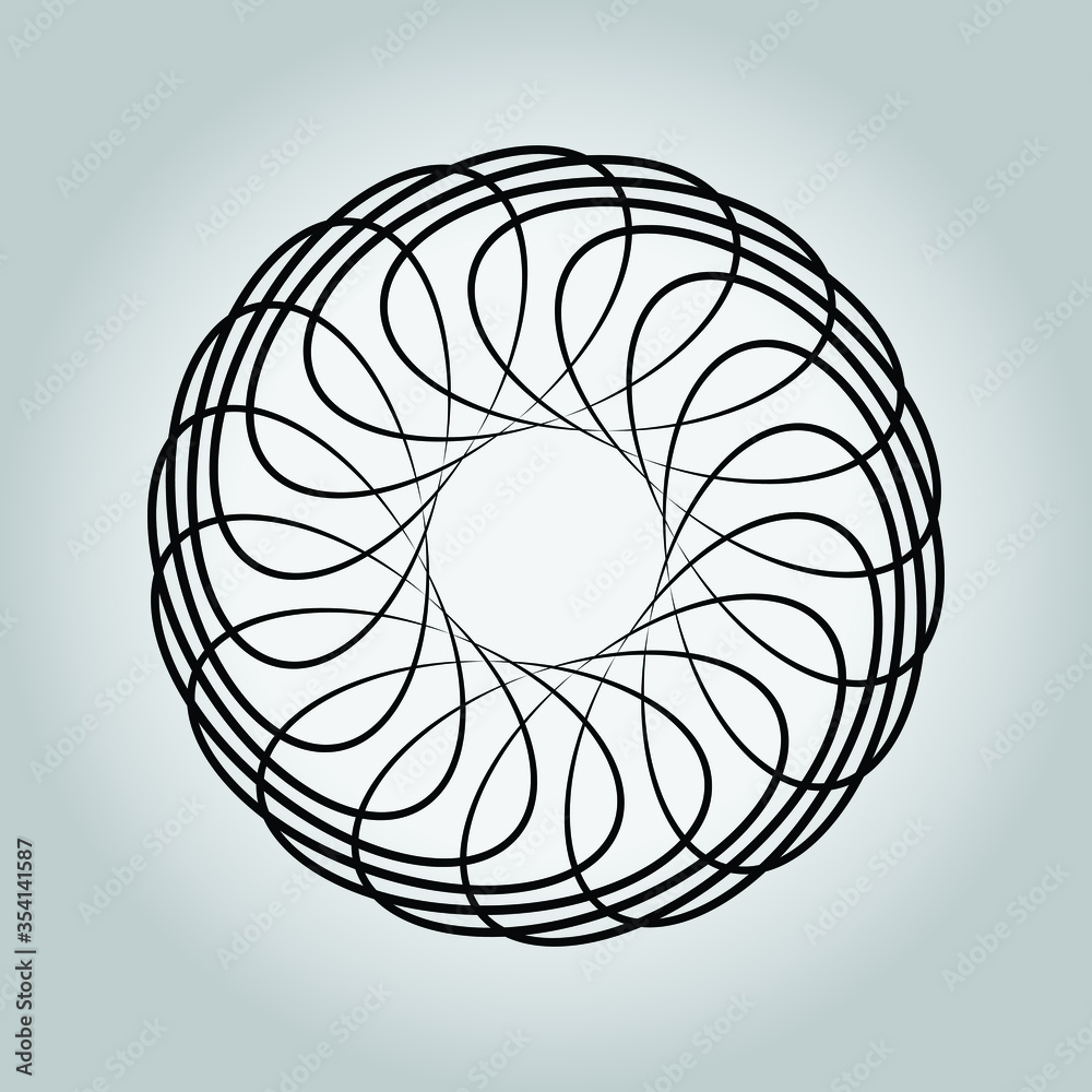Abstract black rotated ellipse in circle form. Vector illustration ...
