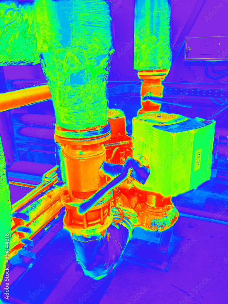 Poster Infrared shooting. Thermal inspection of industrial pipelines ...