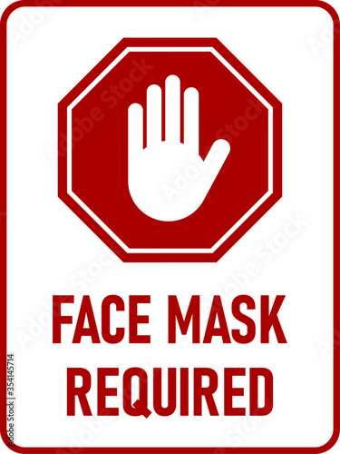 Stop Face Mask Required or No Mask No Entry Vertical Instruction Icon ...